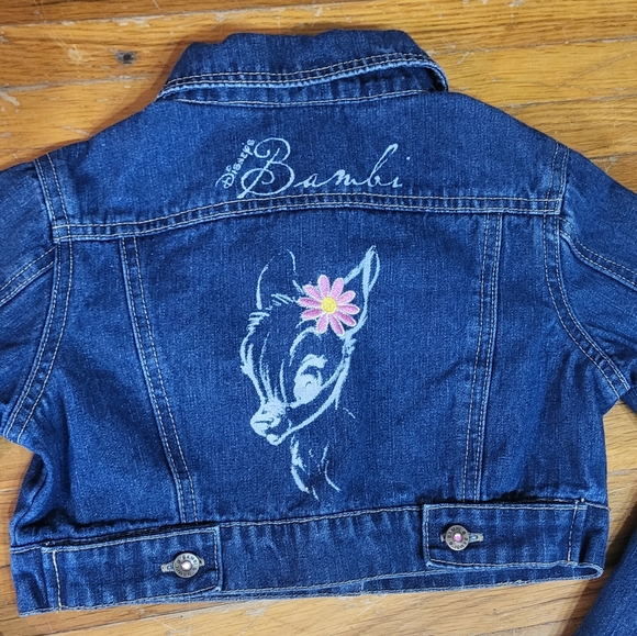 Disney | Jackets & Coats | Bambi Cropped Denim Jean Jacket Girls M Walt ...